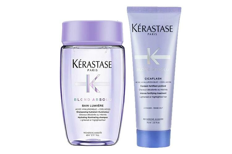 Туалетный набор для волос унисекс KERASTASE блестящий шампунь и кондиционер для объема и утолщения, сглаживающий, фиолетовый