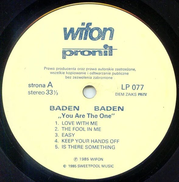 Baden Baden - You Are The One (другое яблоко) Без обложки VG-