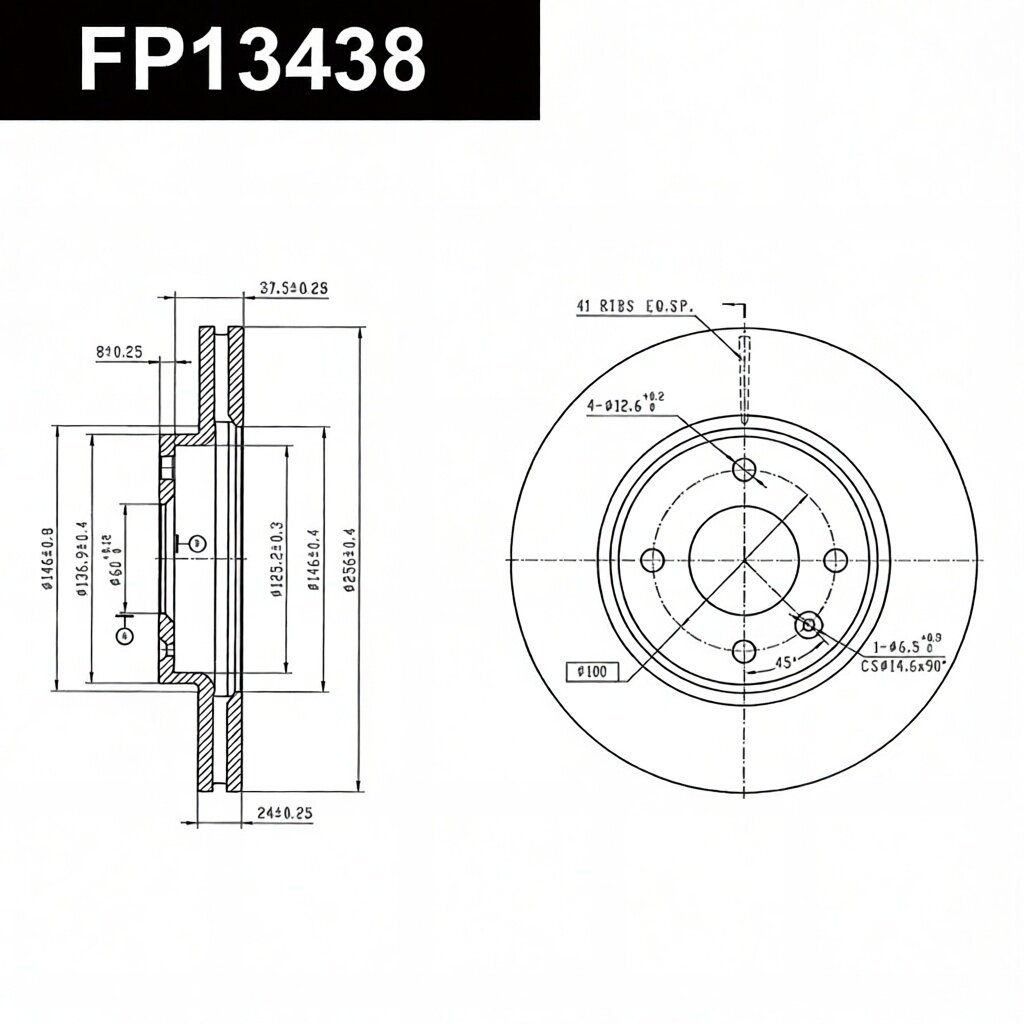 Тормозной диск с покрытием GEOMET FP13438 FAP арт. FP13438