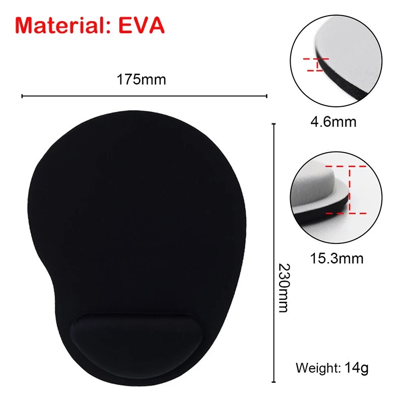Черный коврик для мыши EVA 175x230 мм с подставкой