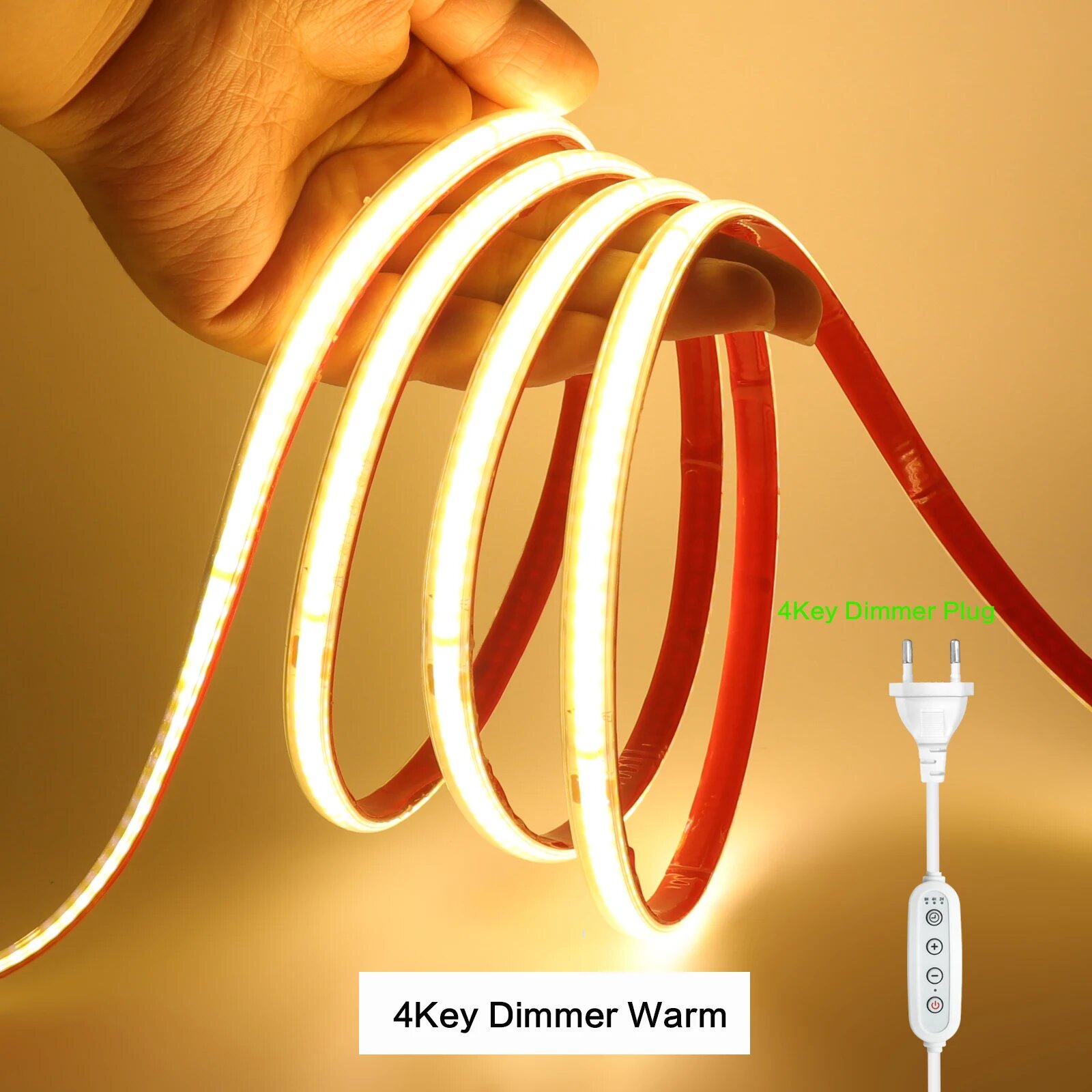 Светодиодная лента COB 220В, 13M, 4Key Dimmer Warm