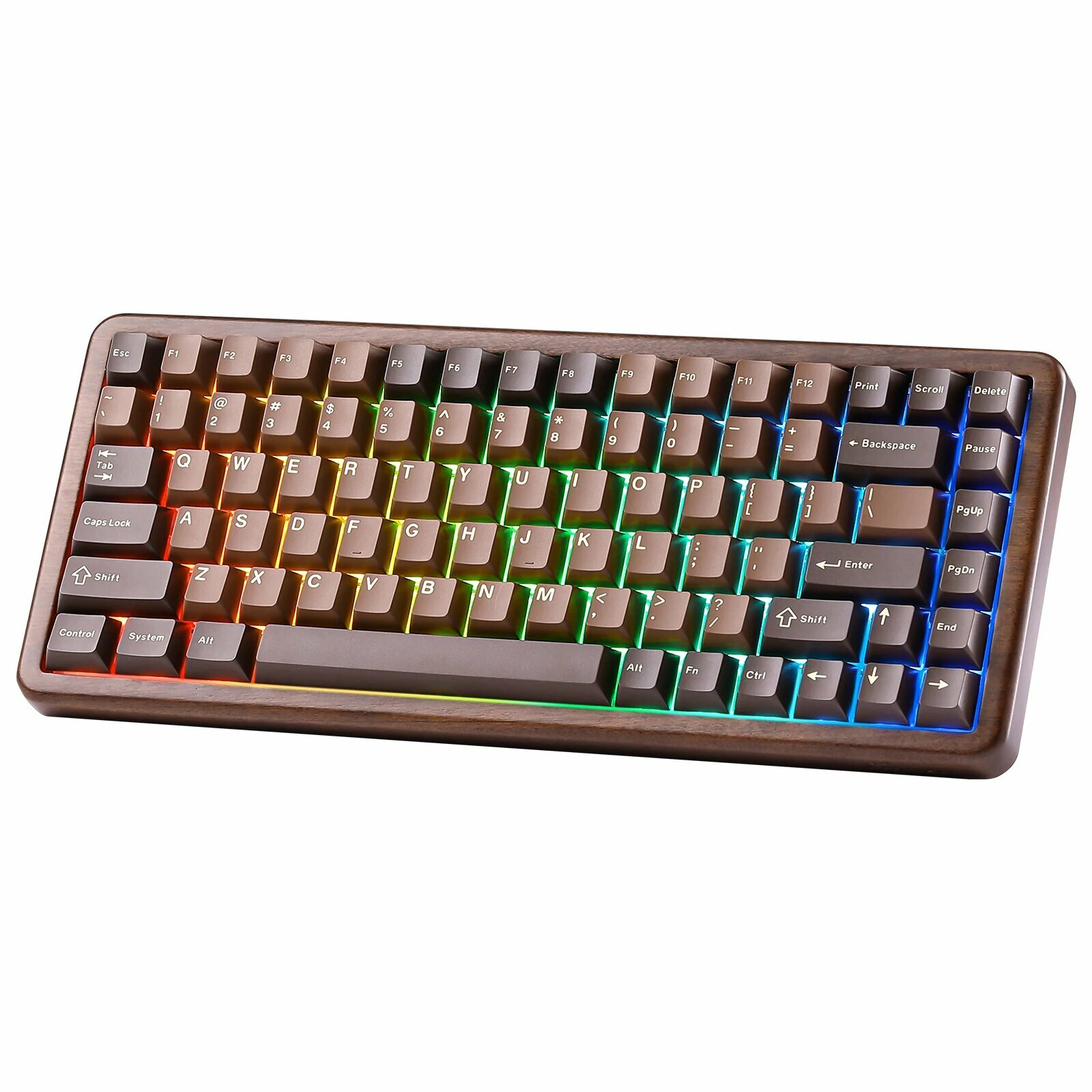 Беспроводная механическая клавиатура YUNZII WOOD84 75%, ореховая, линейные переключатели