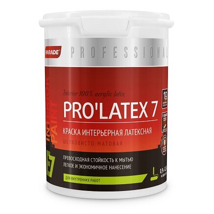 Краска латексная для стен и потолков 0,9 л PARADE E7 PRO LATEX моющаяся шелк - матовая База Аххх