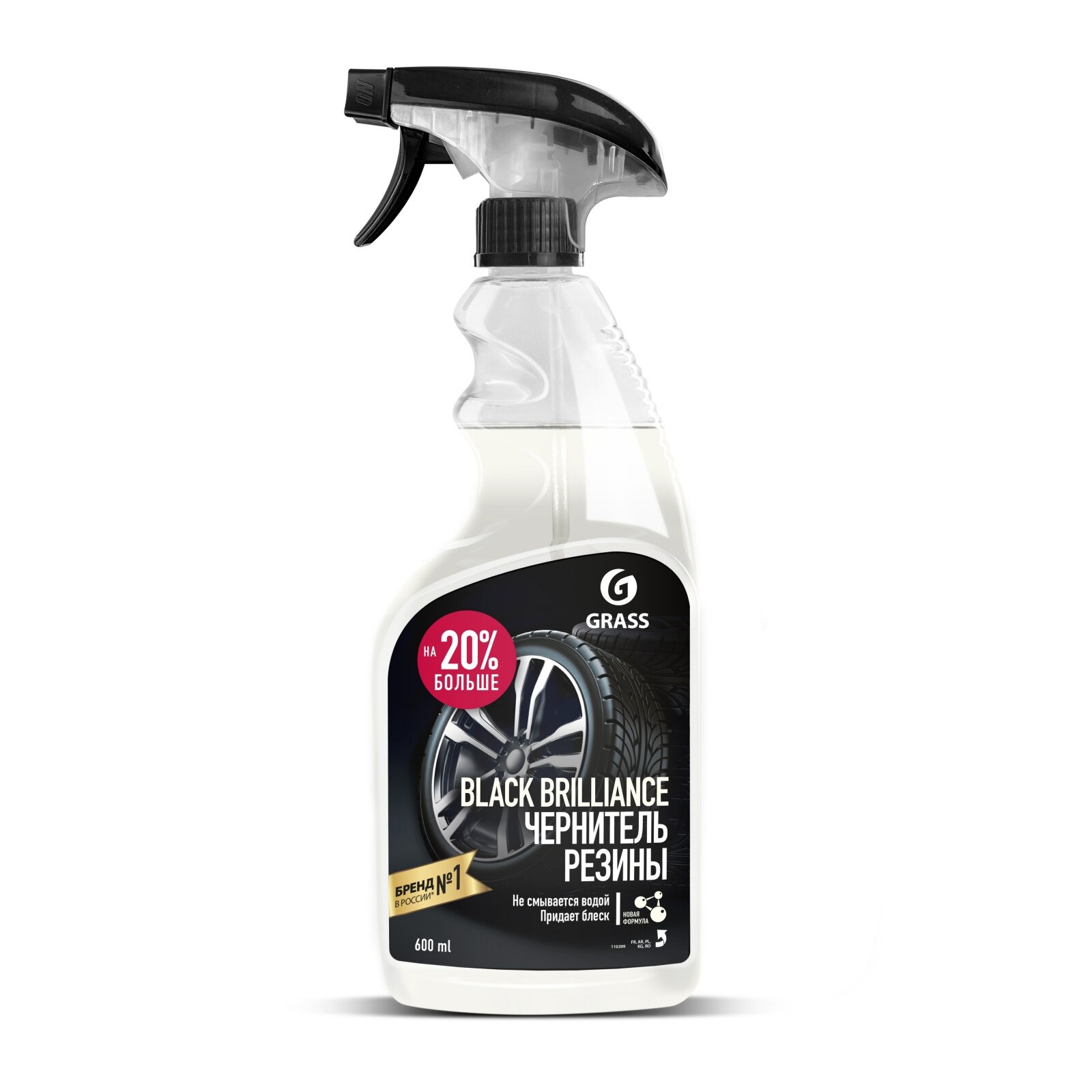 Полироль чернитель резины GRASS авто блеск, силикон Black Brilliance, 0,6 л (110399)