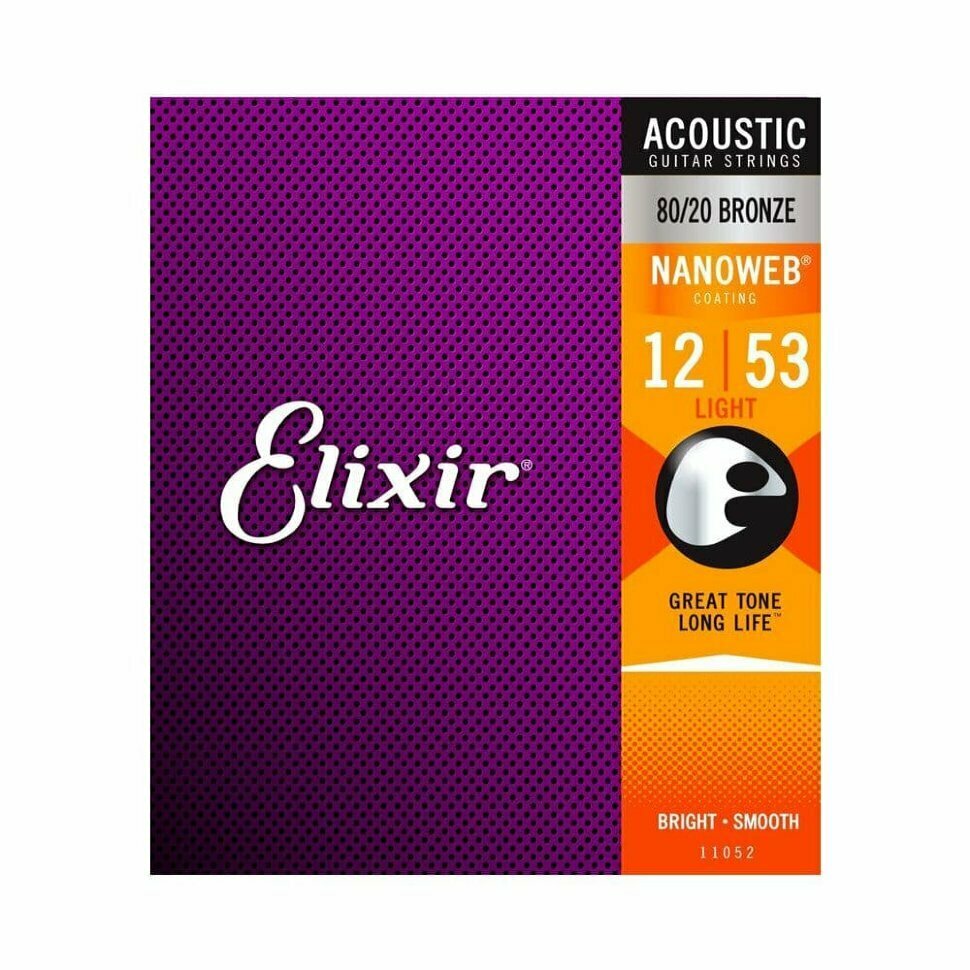 Струны для акустической гитары Elixir 11052 NanoWeb 12-53