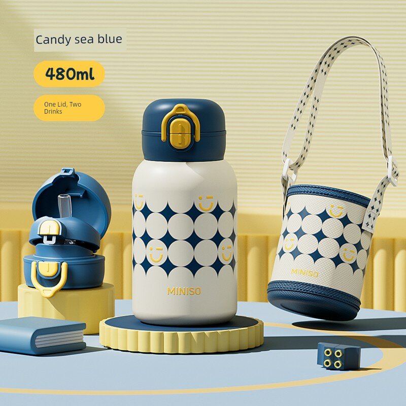 Детский термос MINISO, известный бренд, для мальчиков и девочек, походящих в школу, специально для школьников,