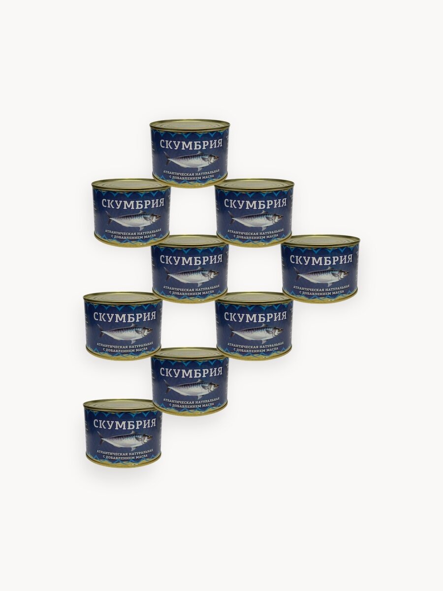 Скумбрия натуральная с добавлением масла 250 гр. набор 9 шт.