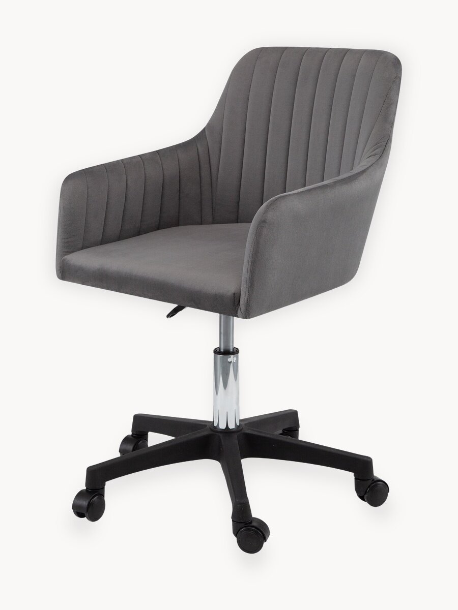 Кресло компьютерное офисное Босс стул со спинкой для школьника, детский, игровой, мягкий темно-серый вельвет Ами мебель