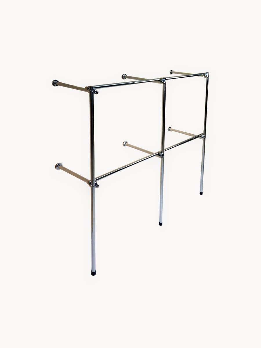 Вешалка напольная для одежны хромированная 200 см х 200 см стенд для магазина торговое оборудование гардеробная система