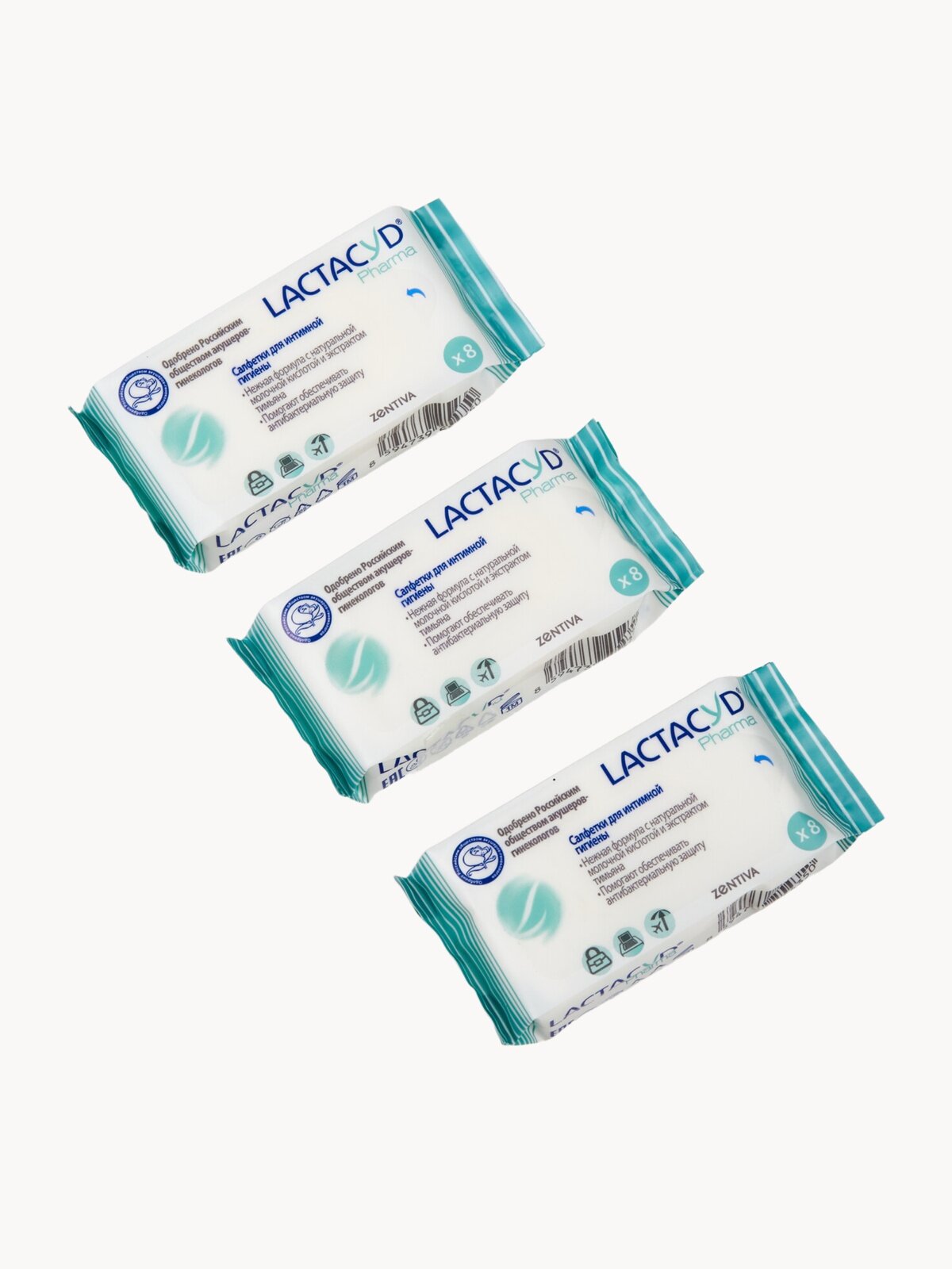 Лактацид, салфетки для интимной гигиены с экстрактом тимьяна, 24 шт (3 упаковки по 8 штук)