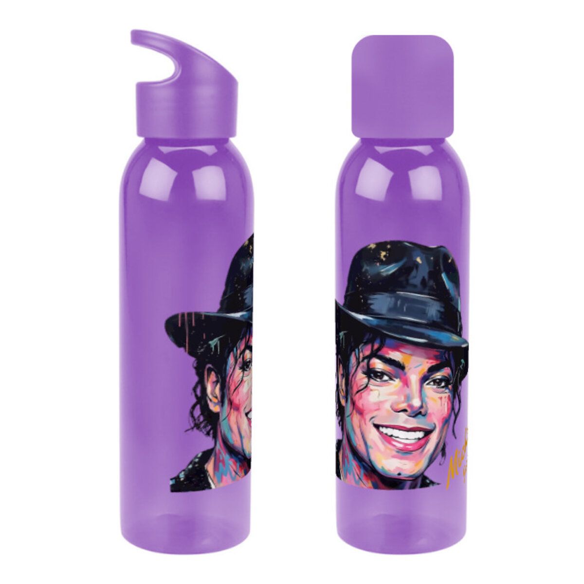 Бутылка для воды фиолетовая с принтом Майкл Джексон- Michael Jackson спортивная