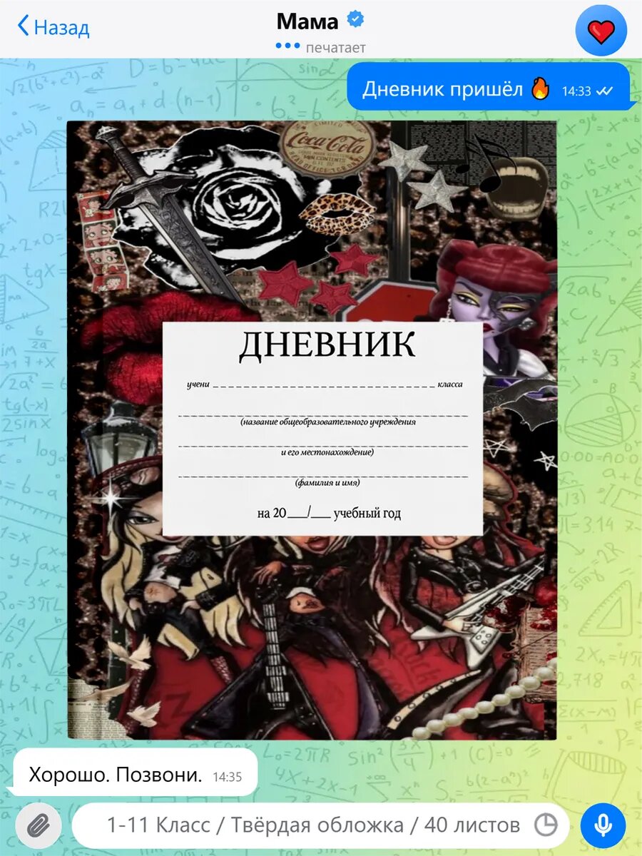 Школьный дневник с принтом y2k pinterest