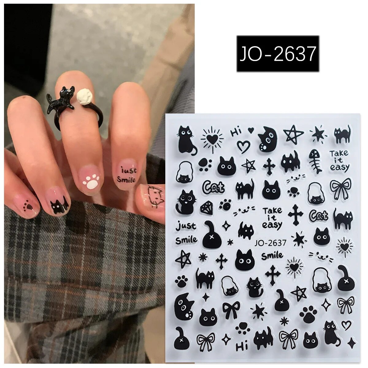 3D наклейки для ногтей AuuuGBeau Черный, CCJO2637black