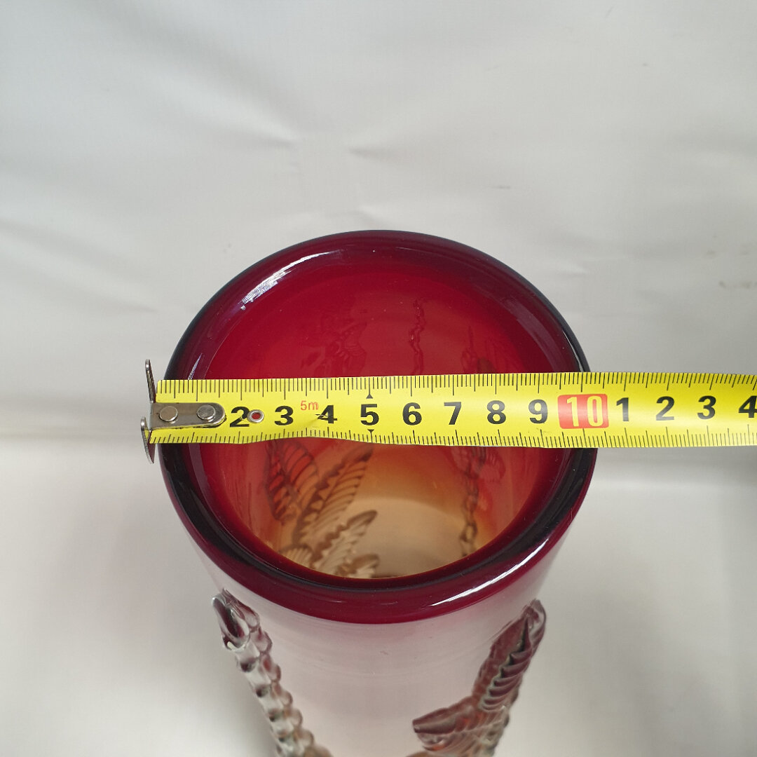 Ваза для цветов "Листопад" высота 40 см, Первомайский стекольный завод Бердников, СССР