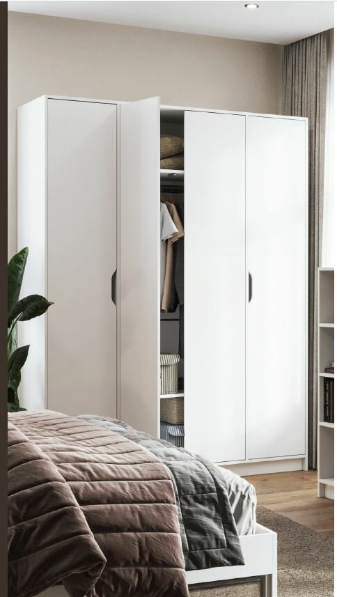 Руна ШК 04 Шкаф 4-х створчатый белый распашной 160х210х50 см