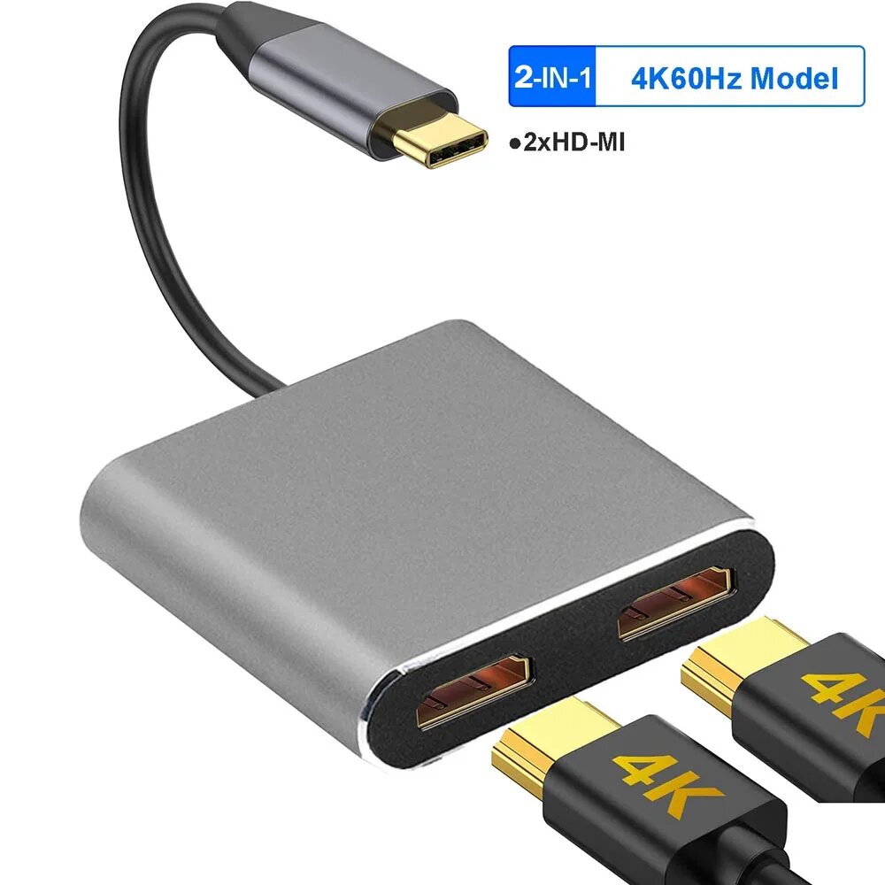 Док-станция kebidumei 4-в-1 USB C, 2-in-1 4K 60Hz