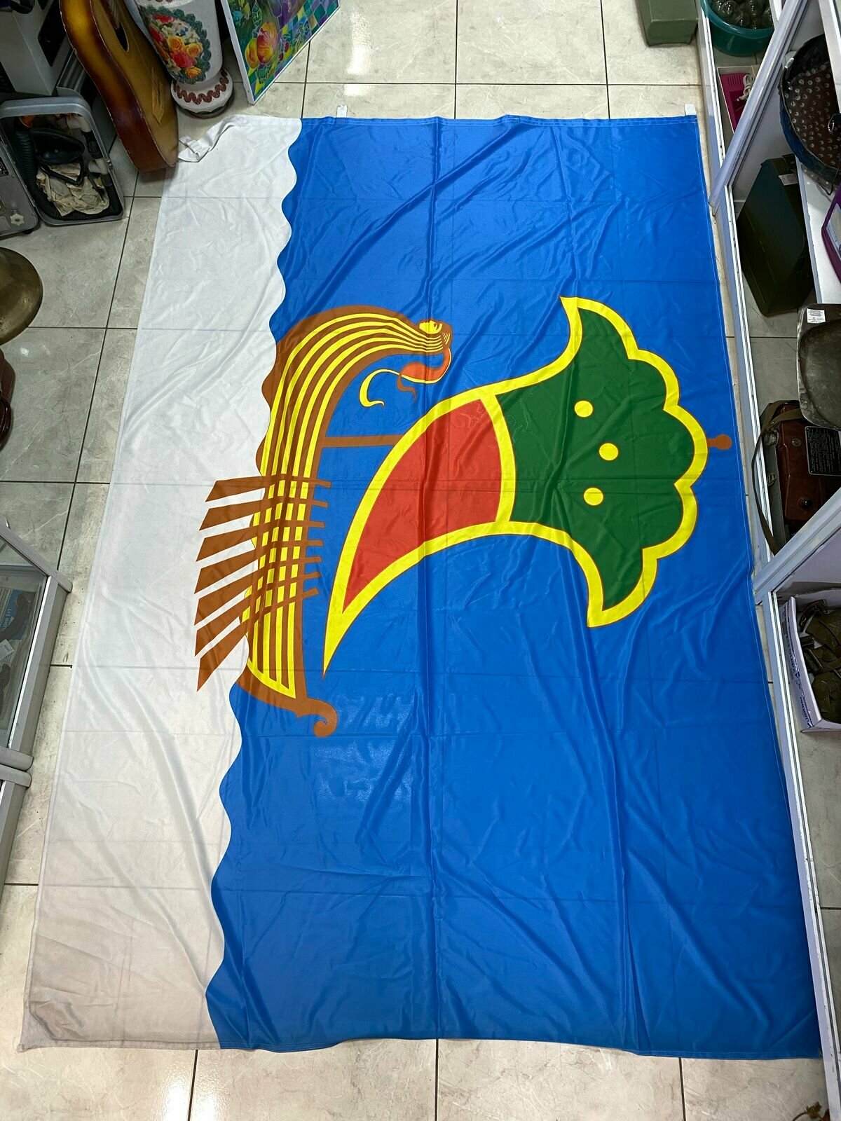 Флаг большой, город Набережные Челны, Герб Республика Татарстан 220 на 142 см Состояние!