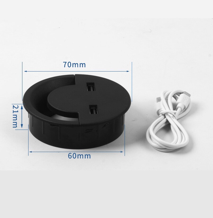 Зарядное устройство врезной USB HUB 15W QC3.0 скрытого монтажа с 2 х USB, кабельный организатор, зарядка встраиваемая