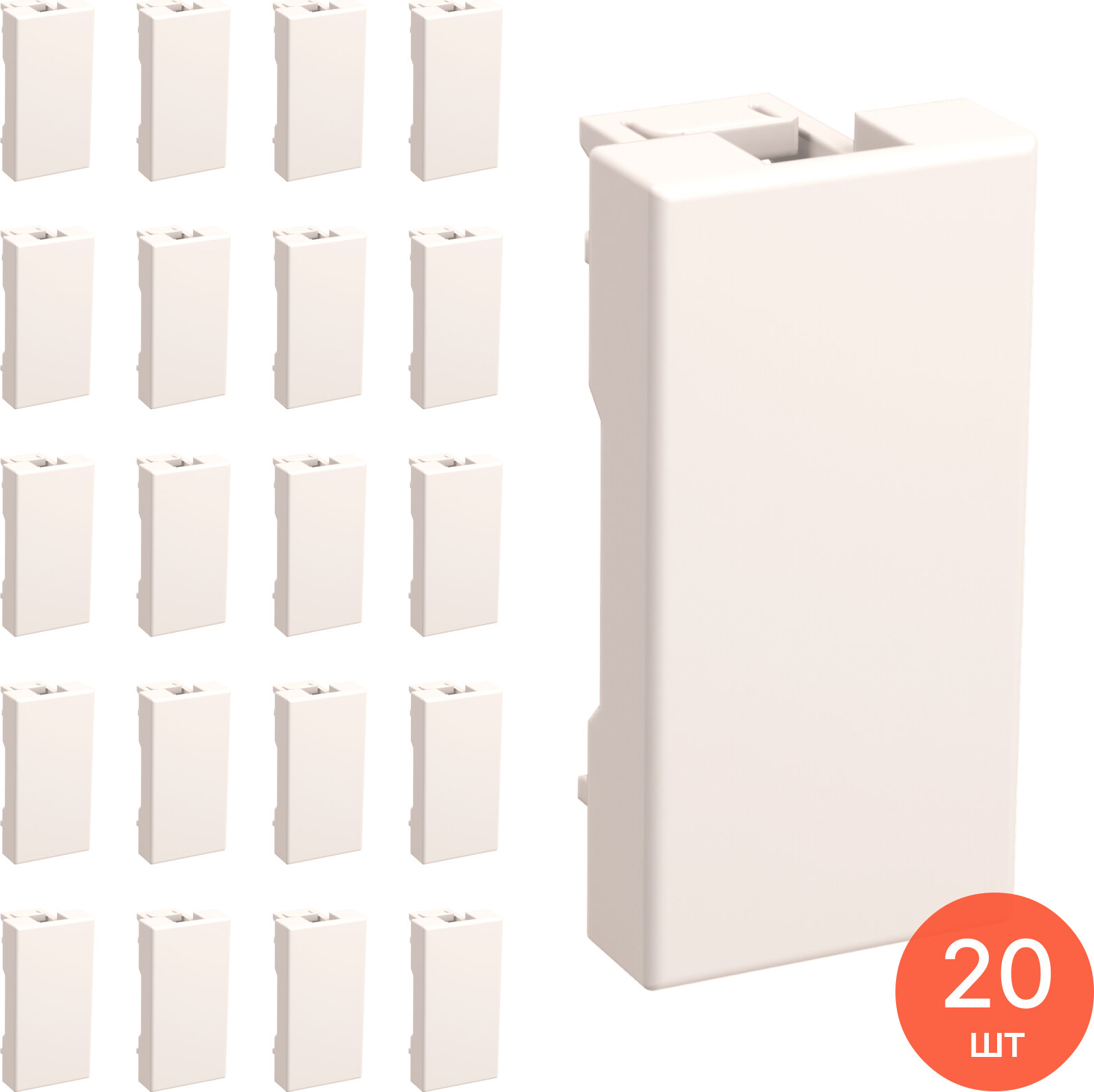 Заглушка IEK / ИЭК ЗК-00-01-П, пластиковая белая, 1 модуль, размером 45х22мм / аксессуары для кабель каналов (комплект из 20 шт)