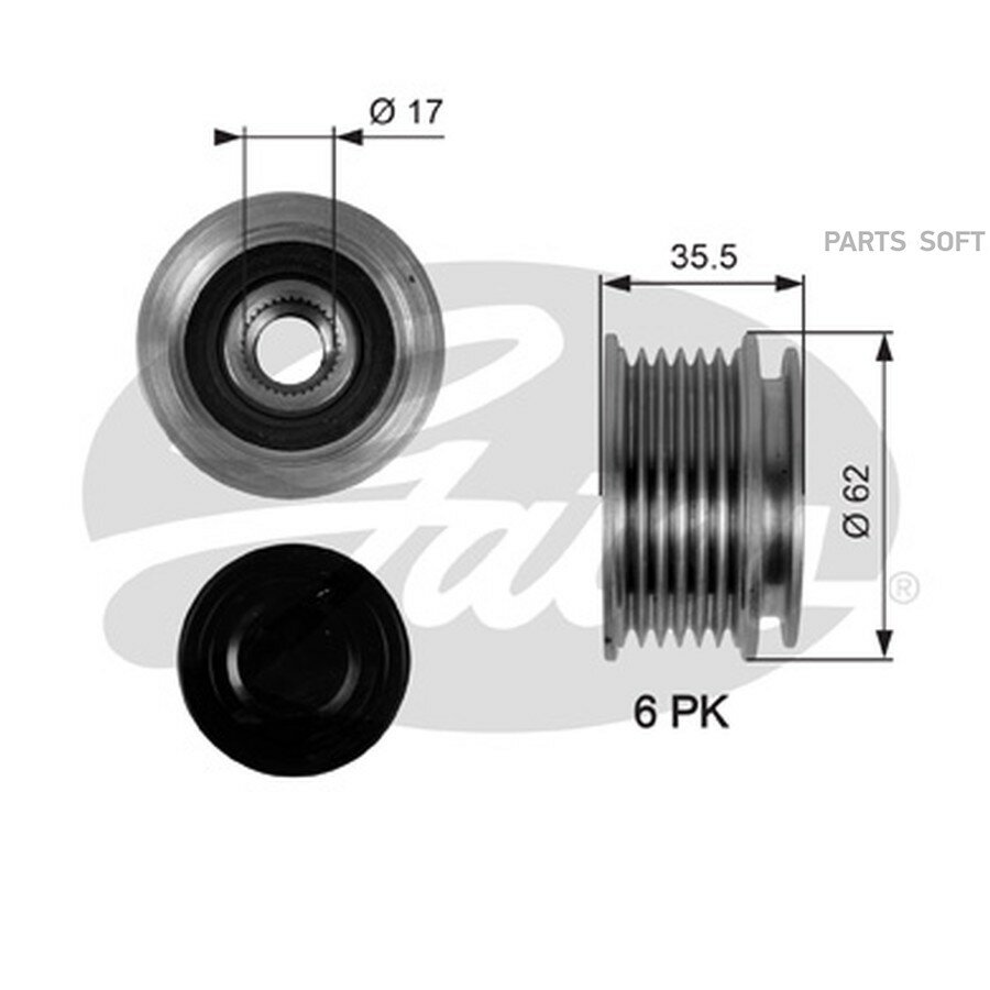 GATES OAP7044 обгонный шкив генератора