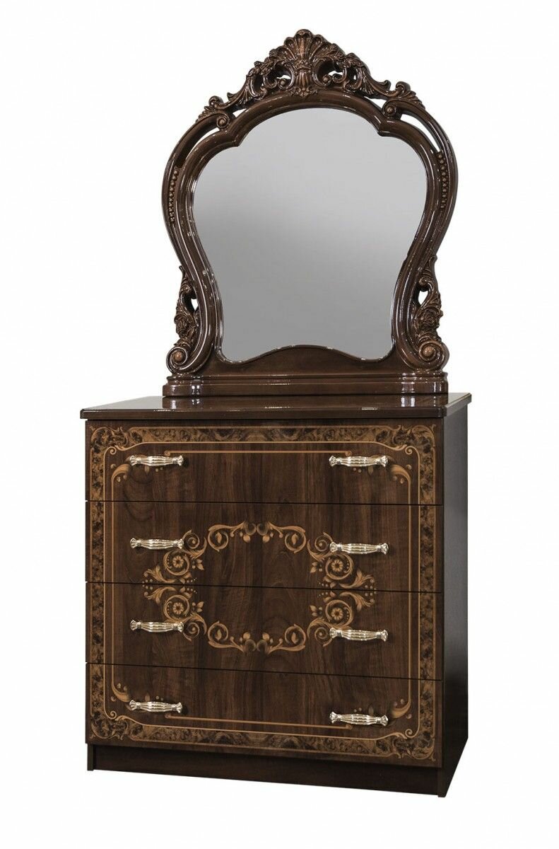 Комод Alba "Патрисия", 4 выдвижных ящика, глянцевый, коричневый, 92х50х89 см