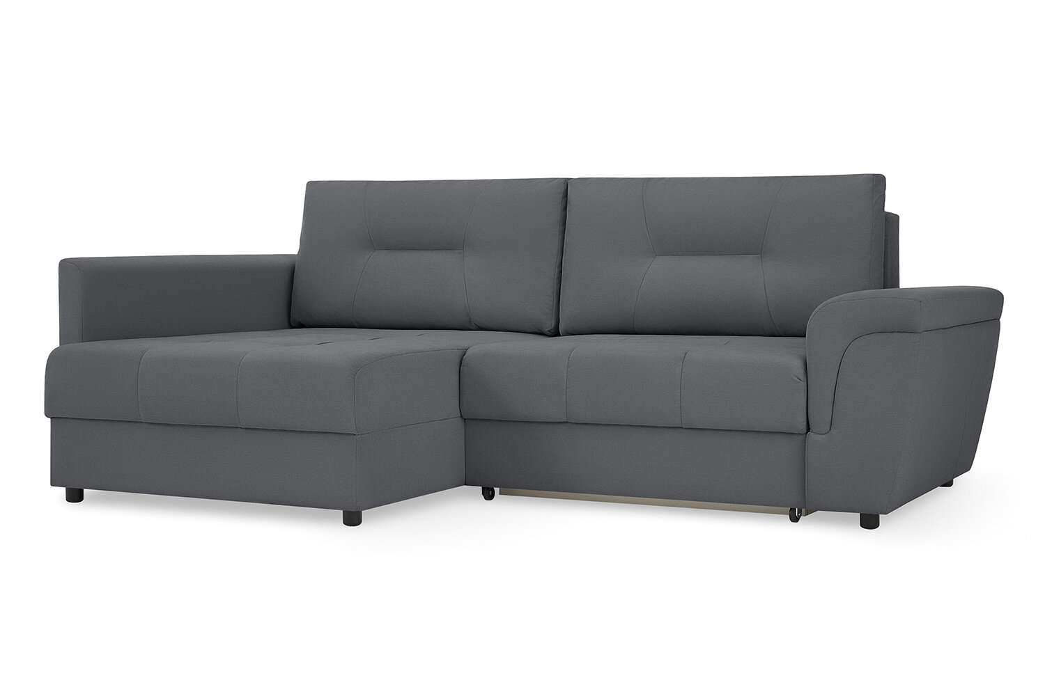 Угловой диван-кровать Кембридж 243х94х155 см, универсальный угол, обивка велюр, тёмно-серый