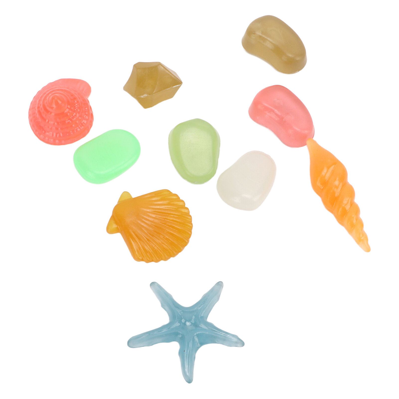10 шт. светящийся камень, декоративные многоцветные светящиеся морские ракушки, морская звезда, для аквариума и аквариума
