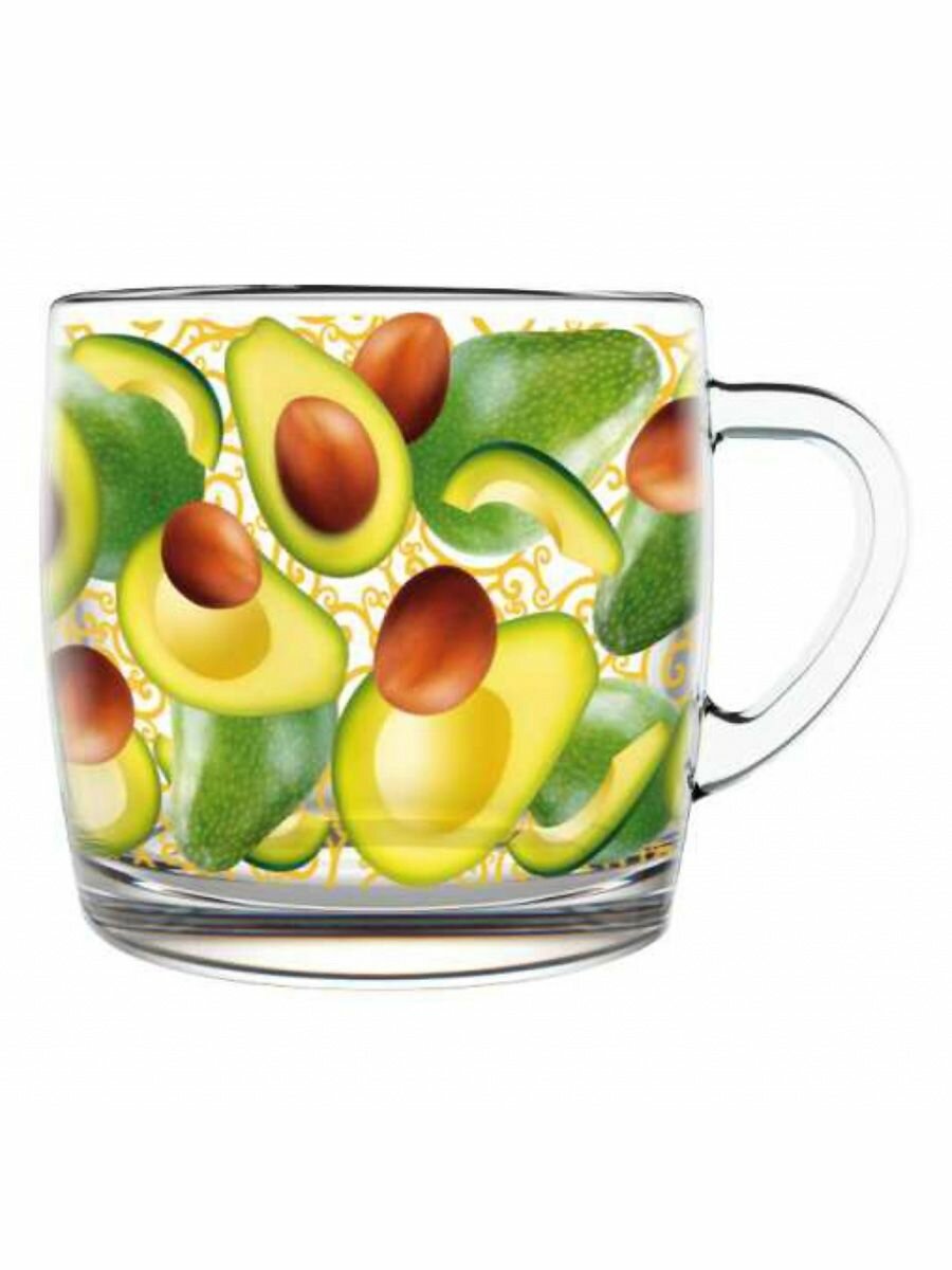 Кружка Гусь-хрустальный стеклянная, 300 мл с рисунком Авокадо