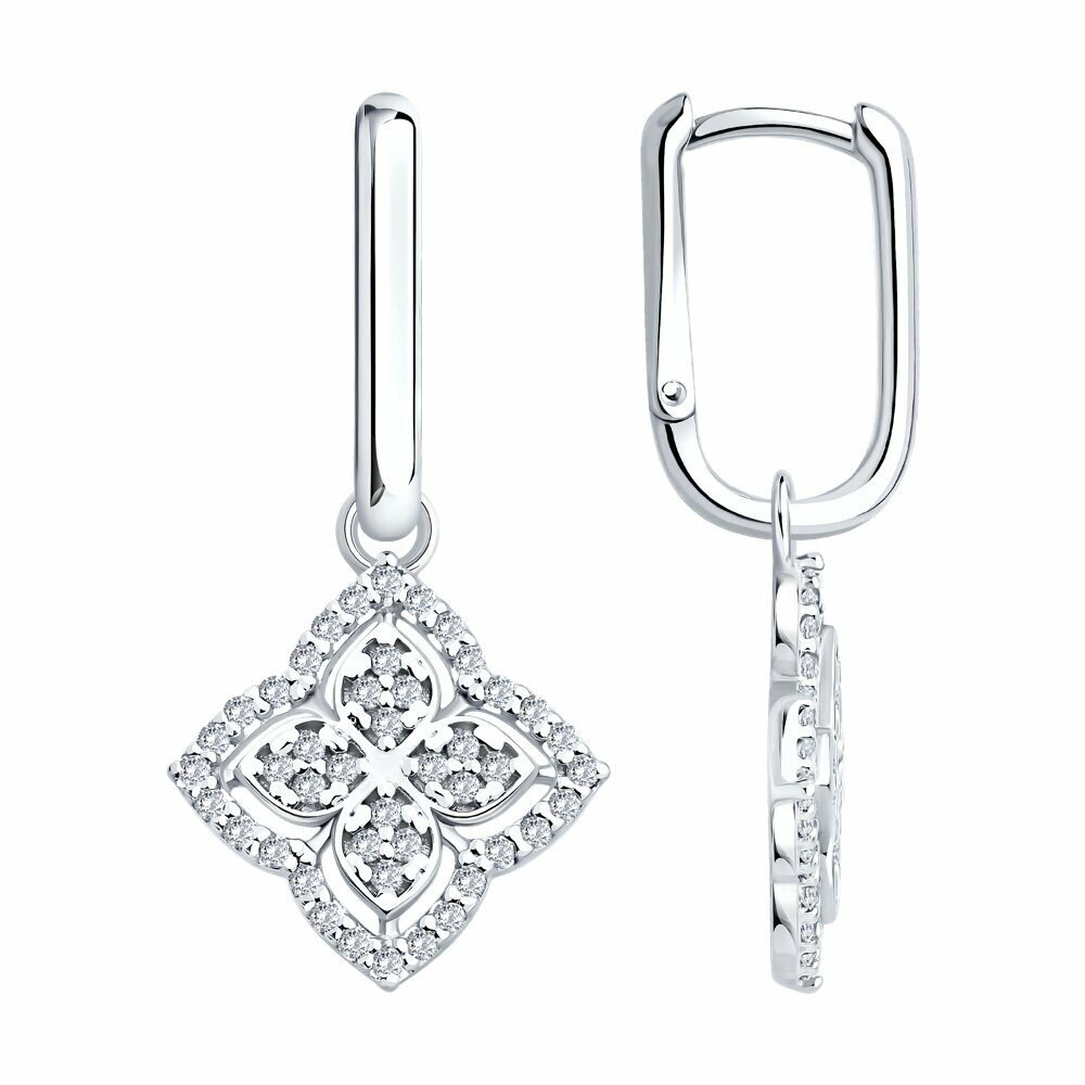 Серьги, серебро, 925 проба, фианит