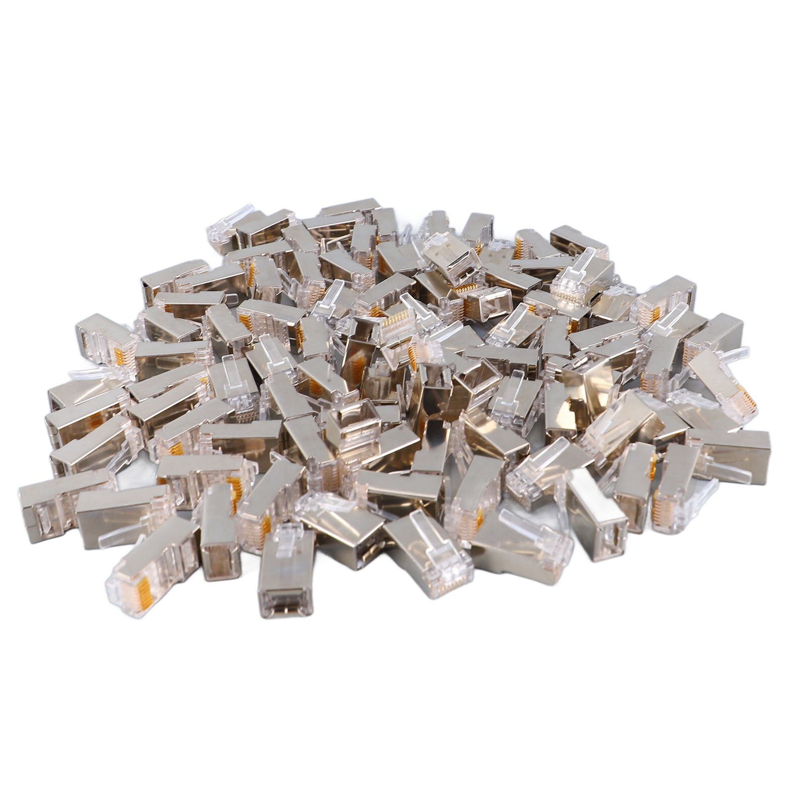 100 шт. CAT6 RJ45 металлический экранированный коннектор, безопасный и надежный сетевой экранированный коннектор RJ45