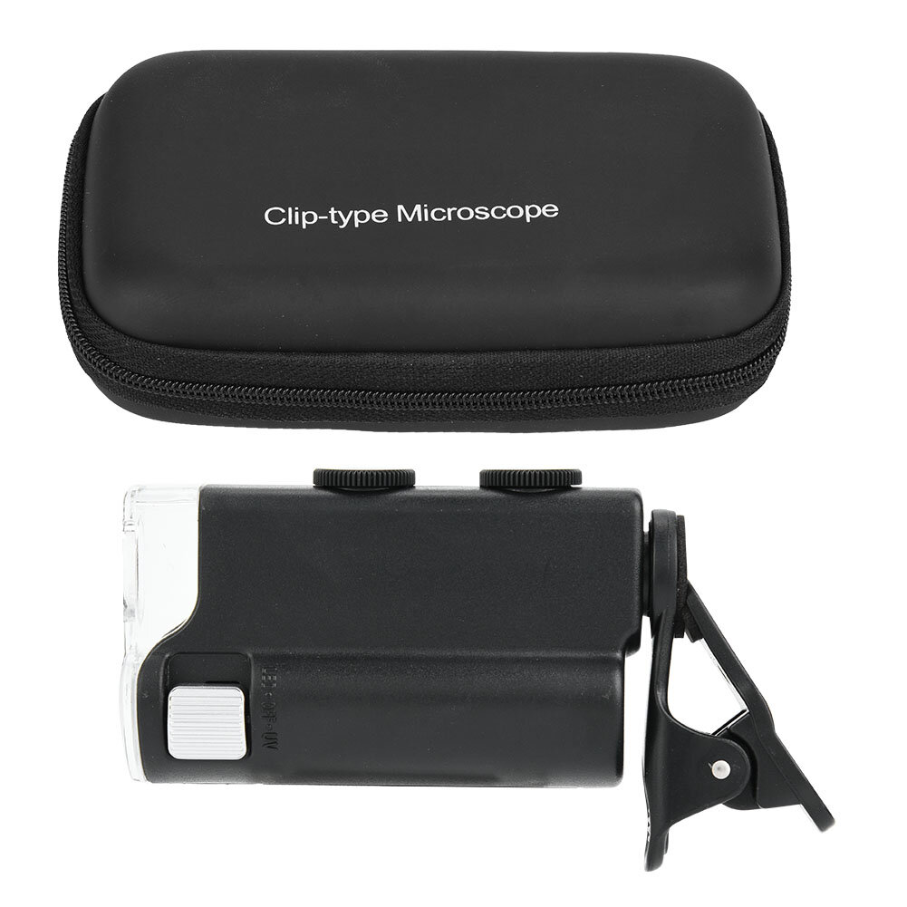 Универсальный микроскоп-лупа для телефона с 60-100-кратным увеличением, светодиодной и УФ-подсветкой, инструмент для наблюдения за мелкими объектами.