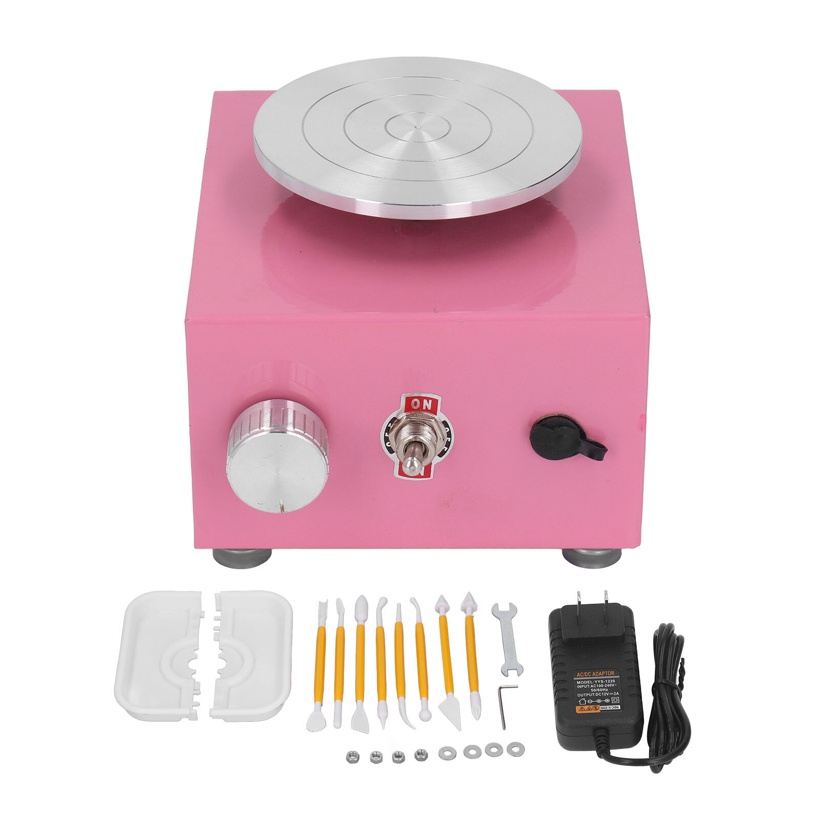 Мини-гончарный круг, яркий розовый, устойчивый, поворотный, компактный, в форме чаши, детский гончарный круг с американской вилкой 100 240 В для детского творчества