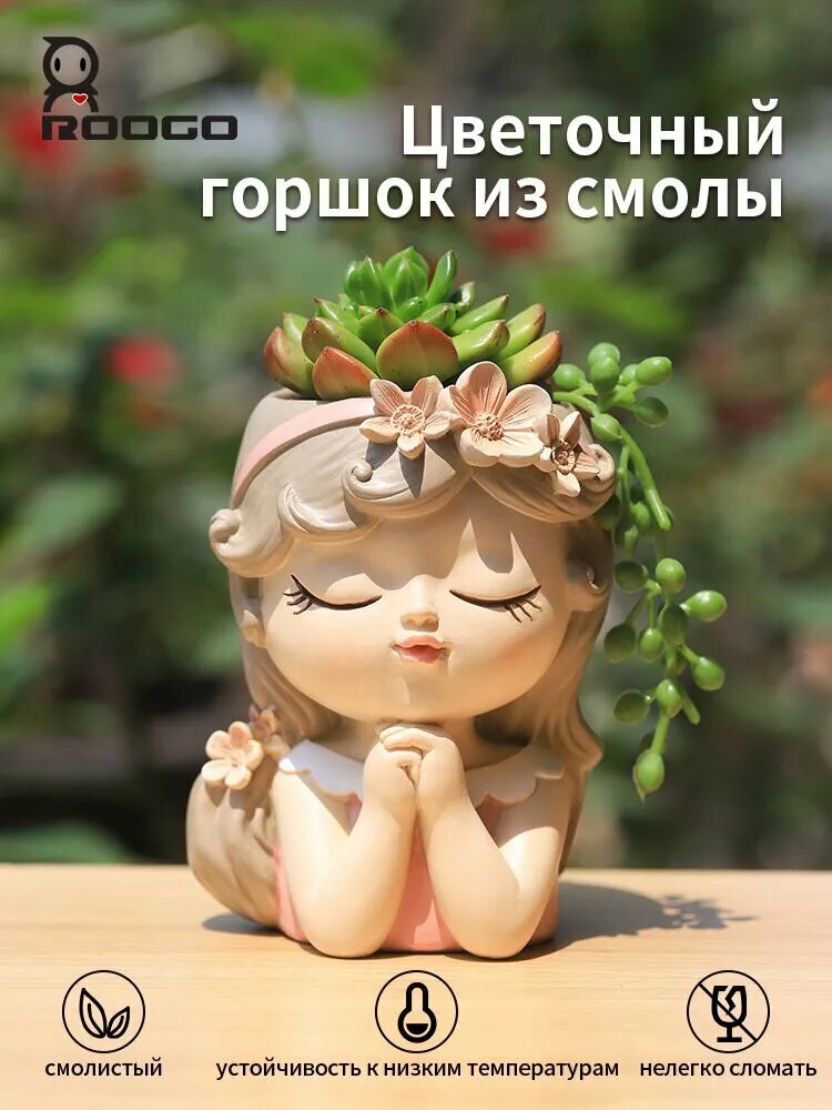 Roogo Горшок для цветов, 11 см х 8.5 см х 8.5 см, 0.61 л, 1 шт