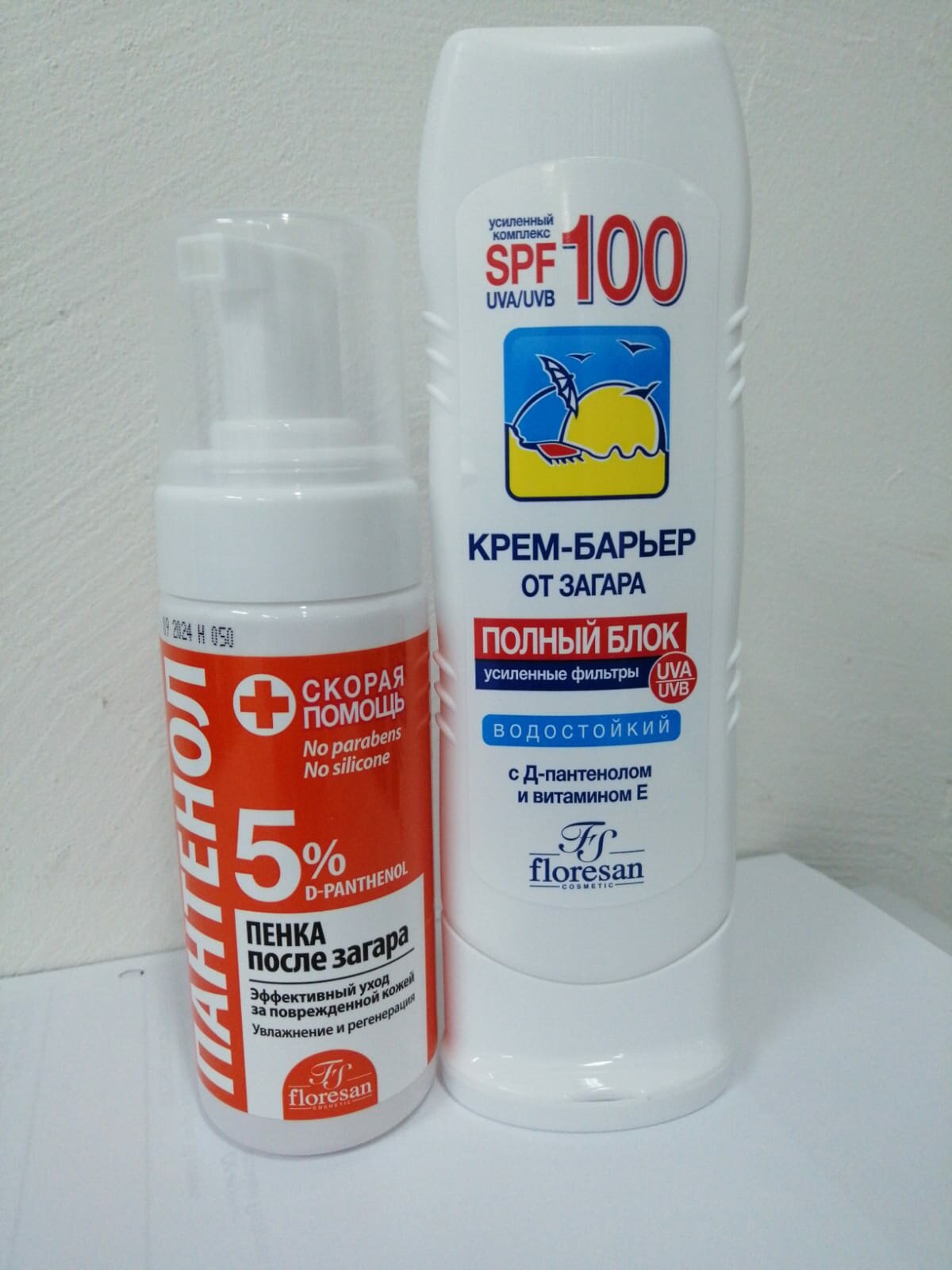 Набор солнцезащитной косметики, Флоресан, крем-барьер SPF 100- 125мл+пенка пантенол-150мл