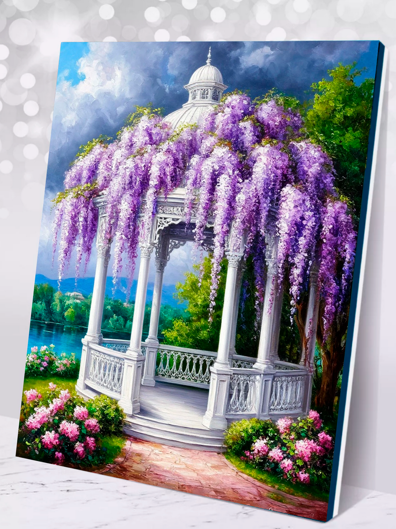 Картина на стену для интерьера "Беседка с глицинией" 40х50 см, холст на подрамнике, InterToys