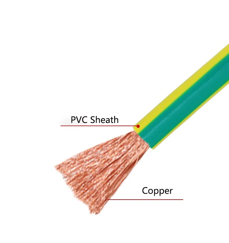 Жёлто-зелёный заземляющий медный провод RV Wire 1 Meter, 13AWG 2.5mm2