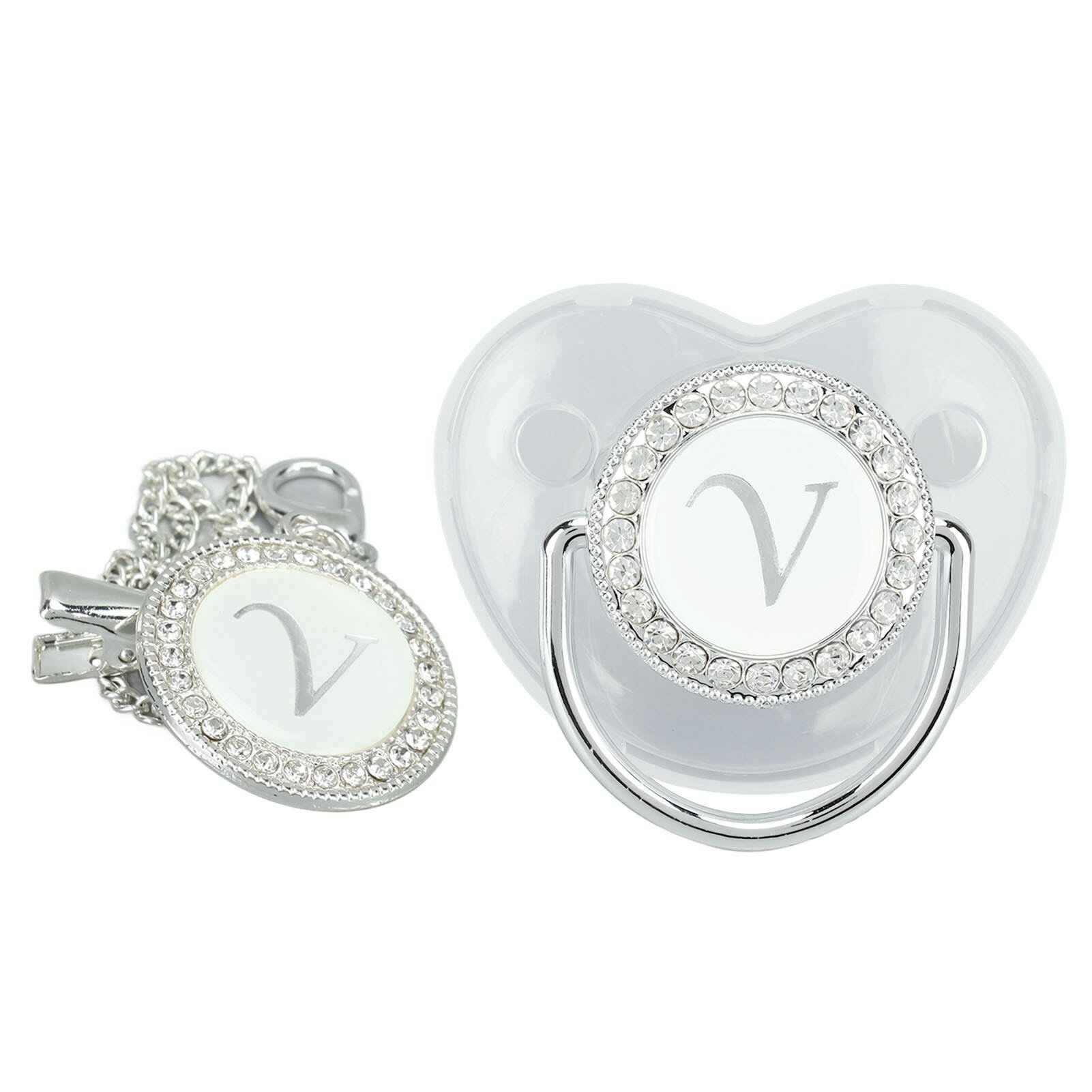 Силиконовая детская соска-пустышка серебристого цвета с буквами от А до Я, безопасная, без бисфенола-А, цельная бесшовная соска с крышкой для младенцев 6-18 месяцев.