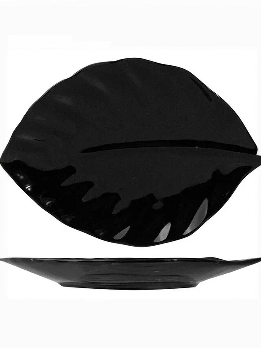 Блюдо лист для подачи роллов суши черное фарфор 1шт 25см