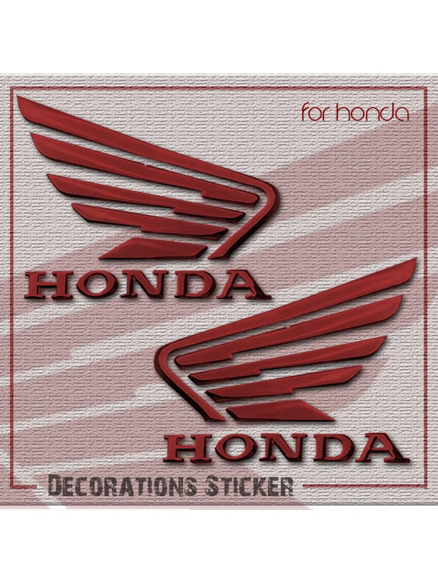 Шильдик наклейка на бак мотоцикла Honda объемная, ABS-пластик, золотистая, 2 шт.
