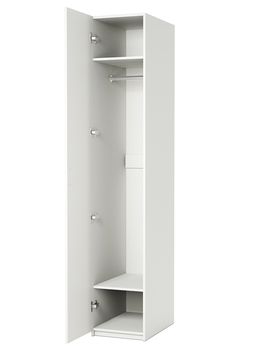 Шкаф для одежды Класс-1 40х60х240 см, распашной, в гостиную, лдсп Белый текстурный
