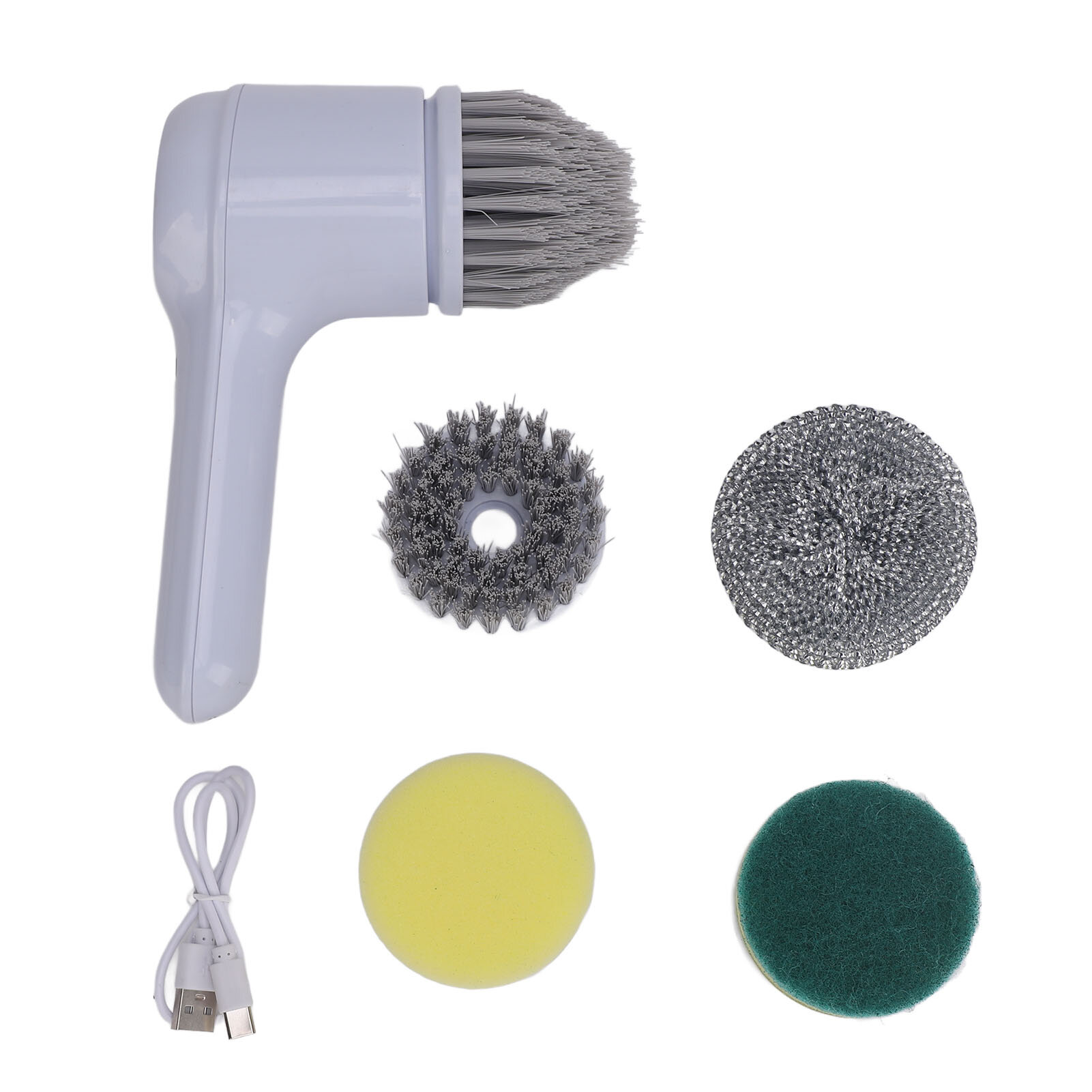 Беспроводная электрическая щетка-щетка для уборки с индикатором заряда батареи, 2 скорости, 5 сменных насадок для ванной комнаты, пола, раковины, окна.