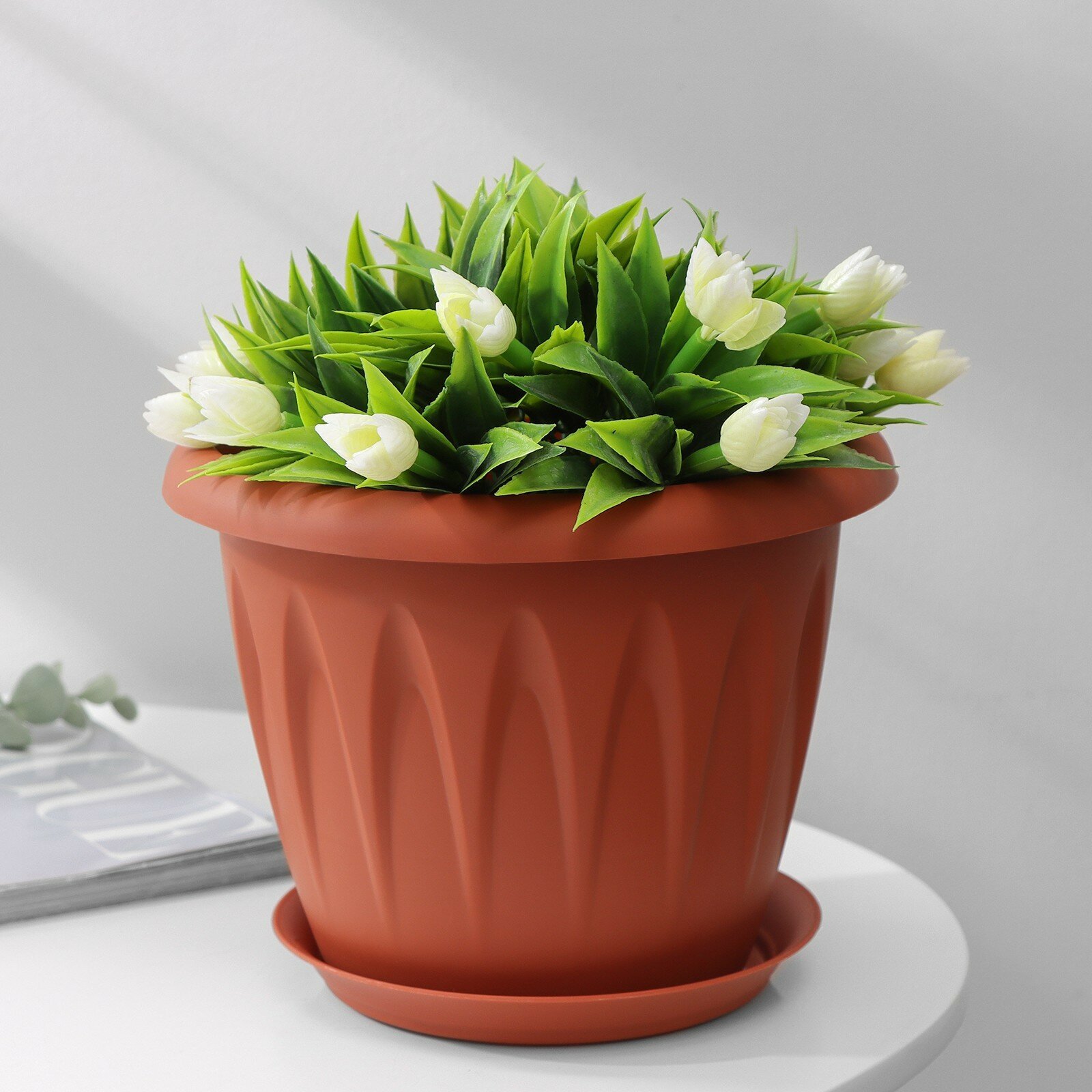 Горшок IDEA (М-Пластика), «Алиция» терракотовый, с поддоном, 2.6 л