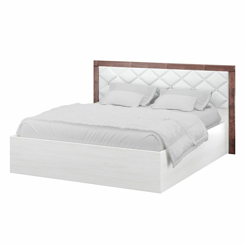 Кровать Мадлен без основания (1,6м) ясень анкор светлый/МДФ дуб бомонд какао ЛДСП, для дома, дачи, спальни, 960х1777х2032