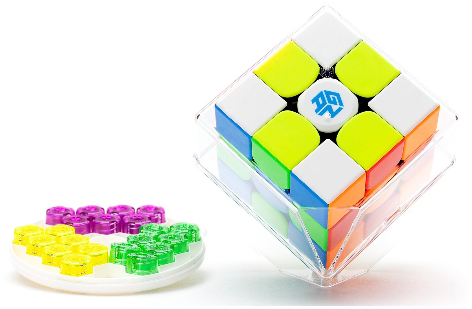 Скоростной магнитный кубик Рубика Gan 356 M 3x3x3 Цветной пластик (с дополнительными гайками для регулировки)