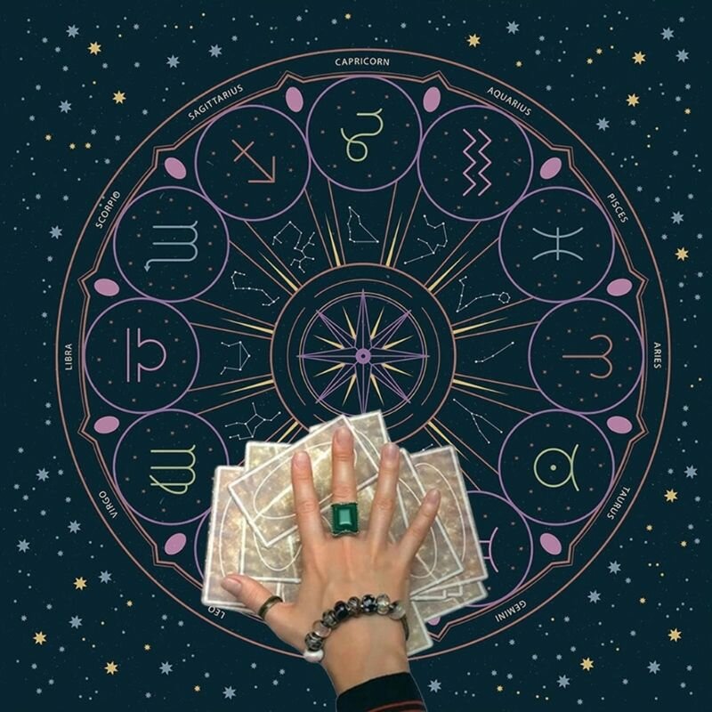 (1 штука) Скатерть с двенадцатью созвездиями Таро-TLB66 75x75