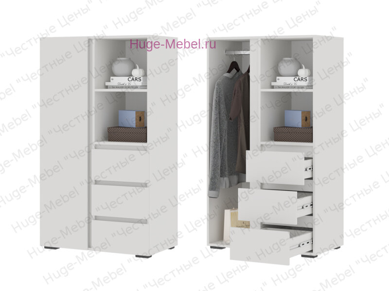 Шкаф детский "Хелен ШК 03" белый Huge Mebel . Ширина 802 Высота 1414. Детские шкафы