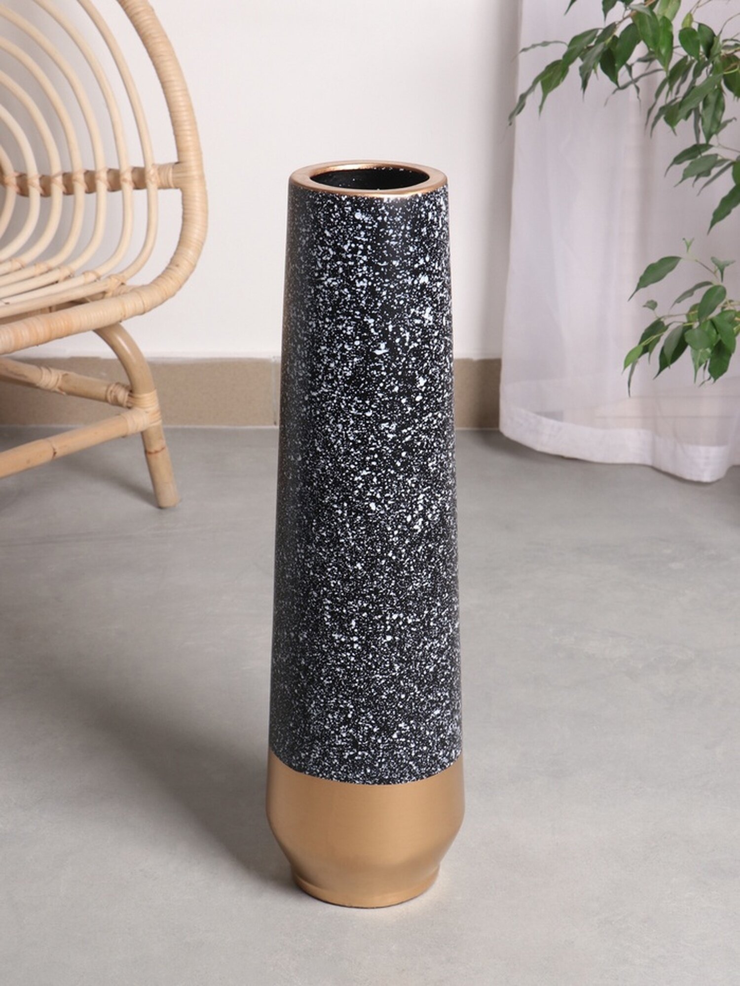 Ваза Сима-ленд «Честер», напольная, керамика, черная, 60х12 см