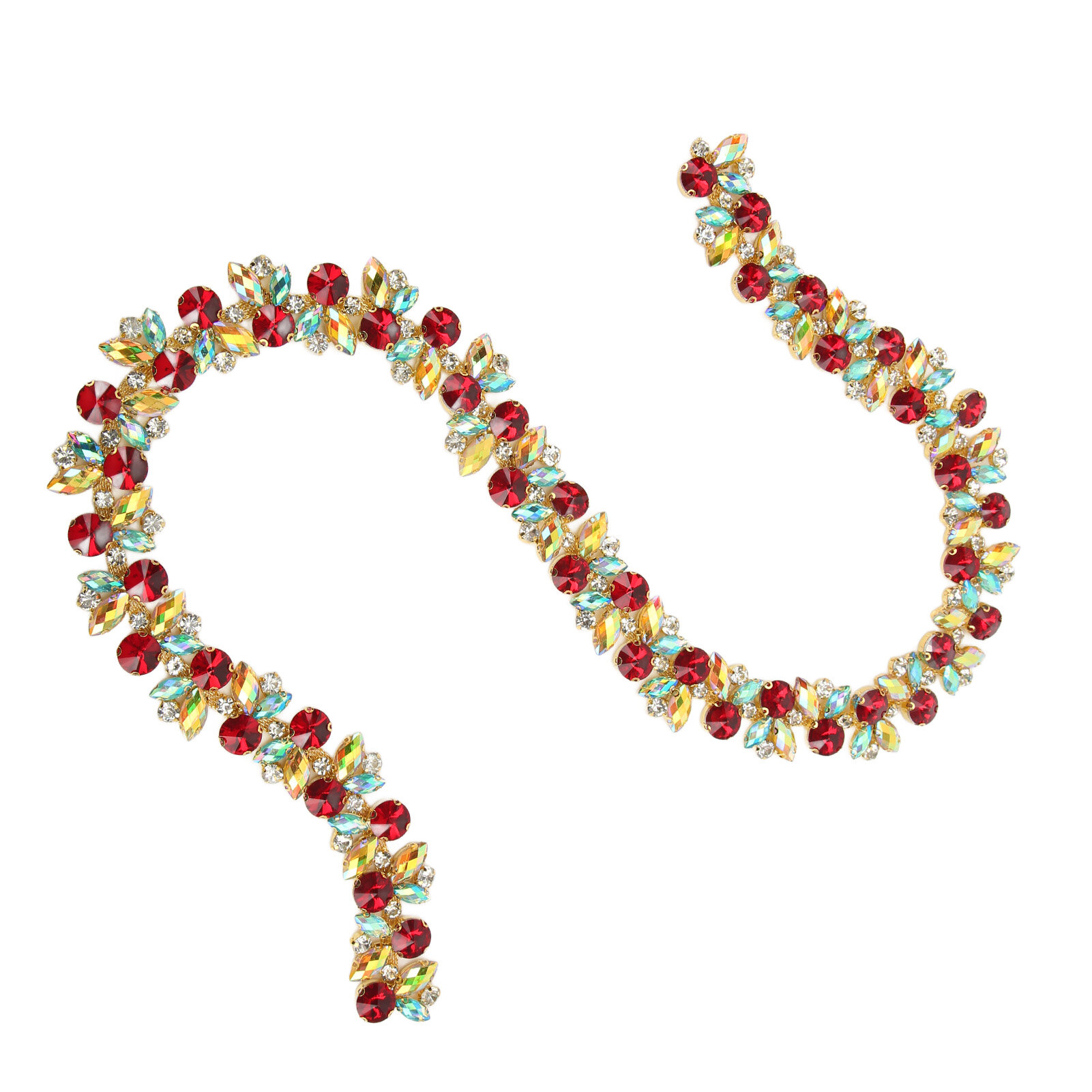 Пояс со стразами, блестящий материал, бесплатная резка, изготовление своими руками, элегантная элегантная цепочка шириной 3,3 см/1,3 дюйма, 1 ярд, декоративная цепочка для одежды, красочный цветок с головой кролика