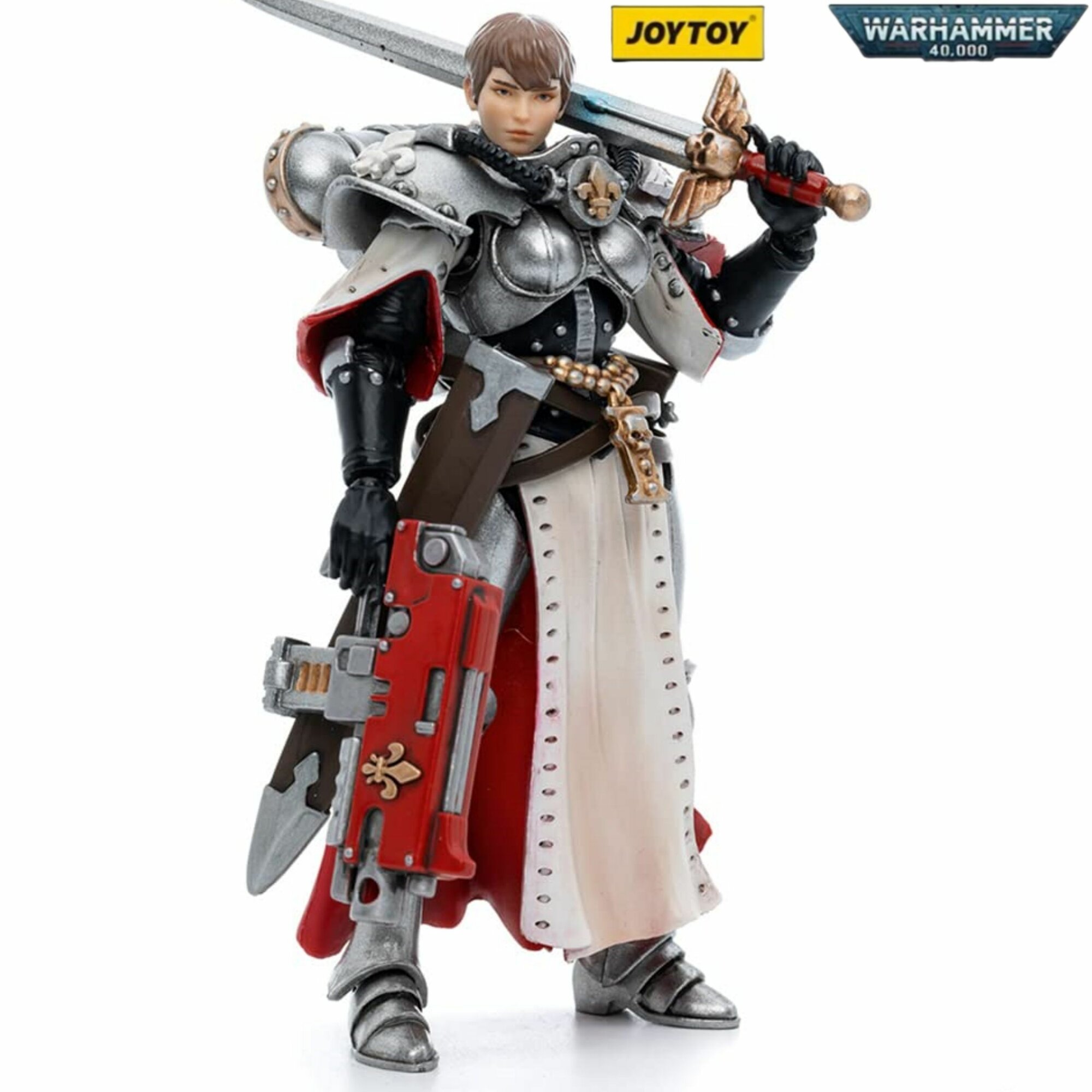 Подвижная фигурка JOYTOY Warhammer 40000 Adepta Sororitas Battle Sisters Order of the Argent Shroud Sister Superior Evinka KJW0533A-C
