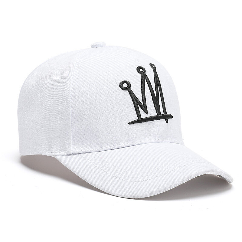 Бейсболка "Корона-белая", мужская и женская, с вышивкой, изогнутые поля, регулируемая